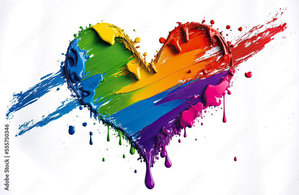 Rainbow heart, paint splatter, isolated on white. Generative AI Stock ...