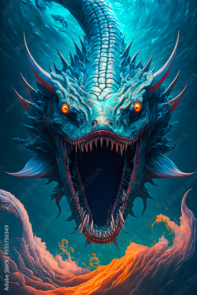 Photo & Art Print Sea serpent, portrait, vertical. Generative AI ...