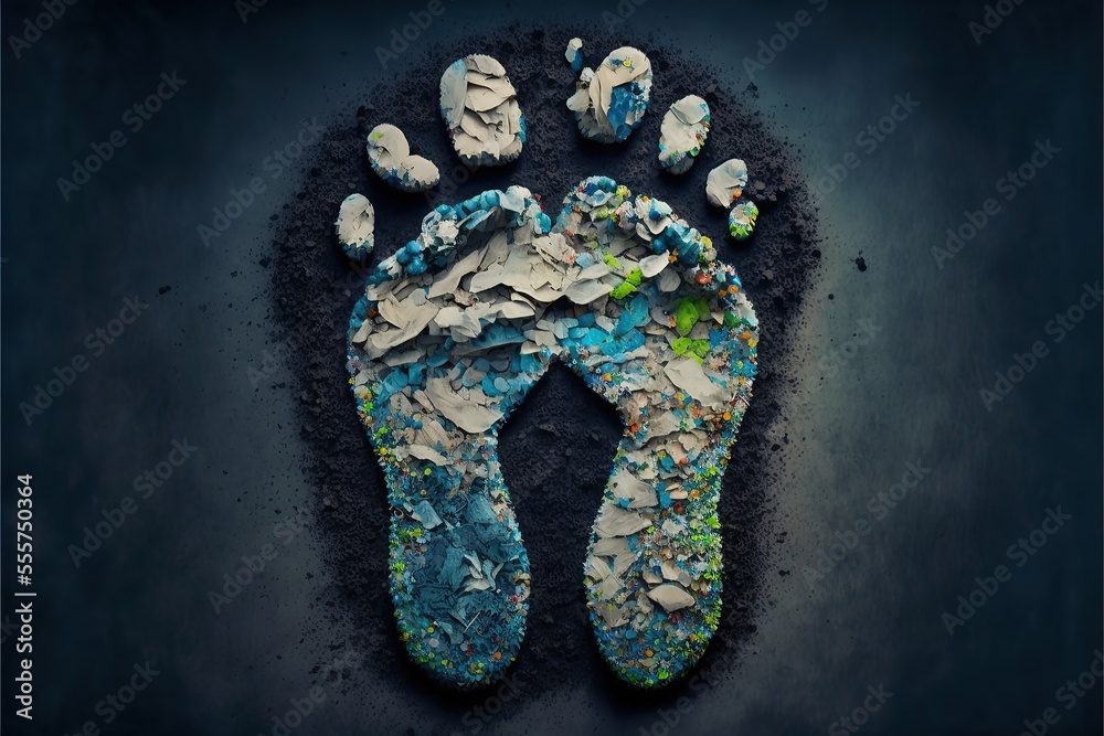 human footprint in nature. environmental pollution with garbage and ...
