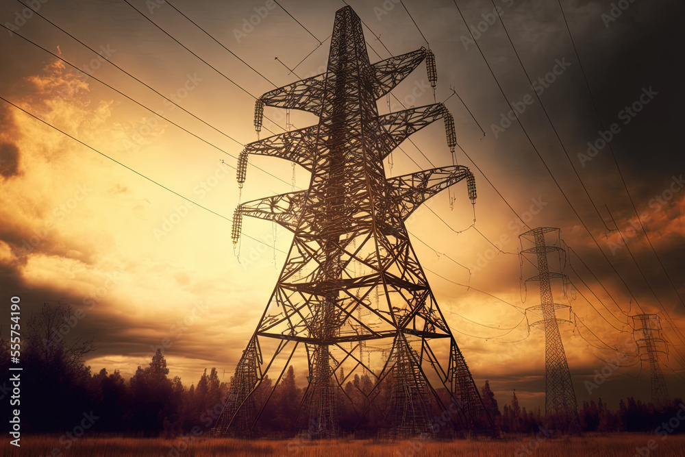 electric transmission tower for high voltage. Generative AI Stock ...