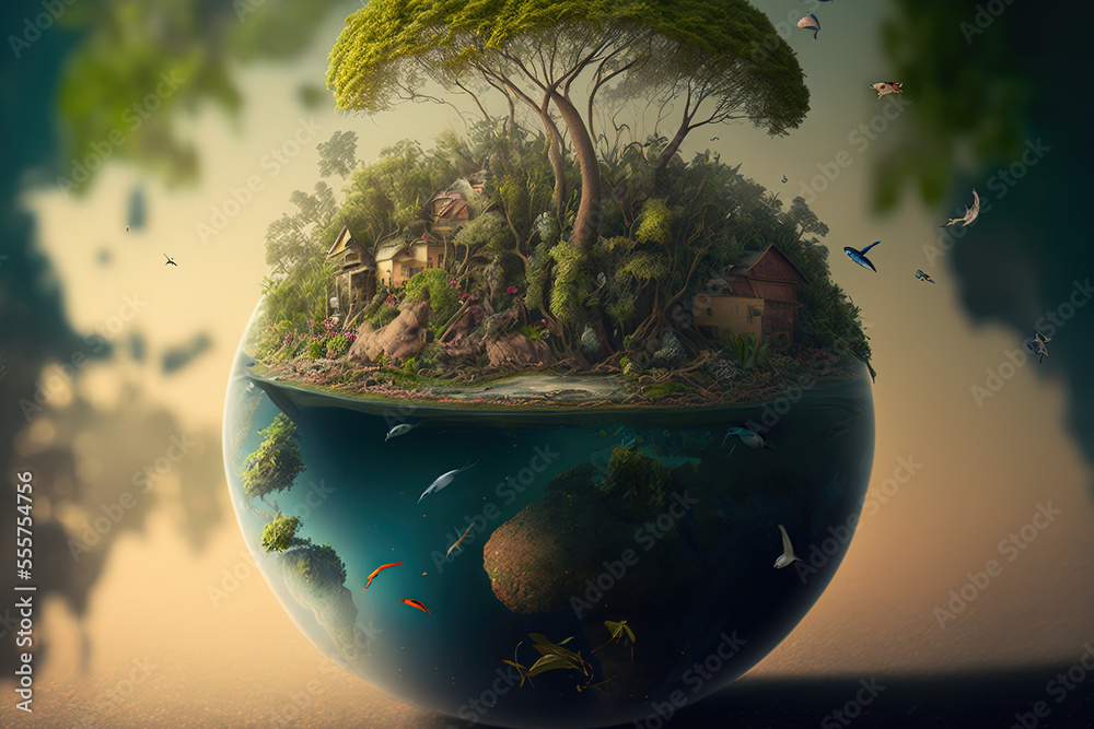 Earth's ecosystem in a realistic world. Generative AI Stock ...