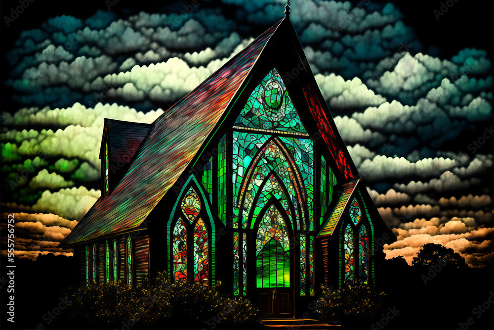 Green house made from colorful recycled church stained glass windows ...