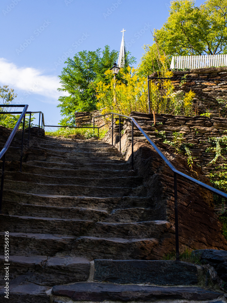 The steep steps, Appalachian Trail Staircase, leading up to St. Peter's ...