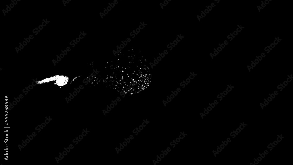 3D stream of particles on left bursts out and pulsates. Graphical ...