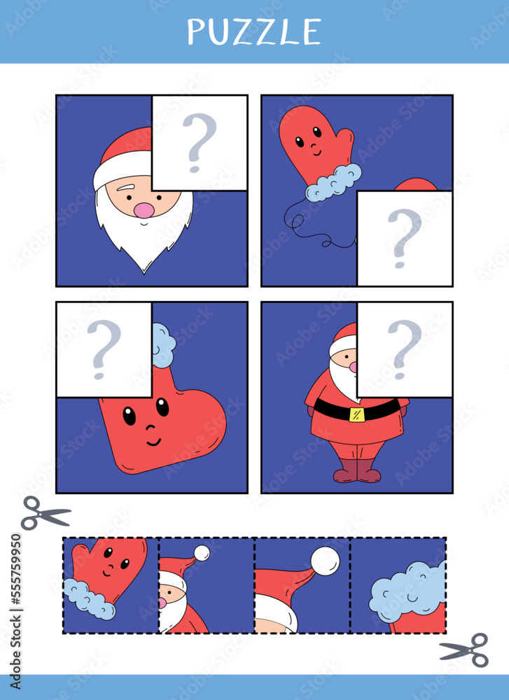 Puzzle for kids. Find the missing parts of the picture. Simple ...