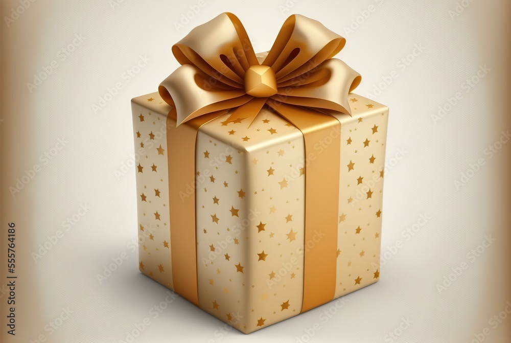 golden gift boxes with bright golden ribbon bow isolated on transparent ...