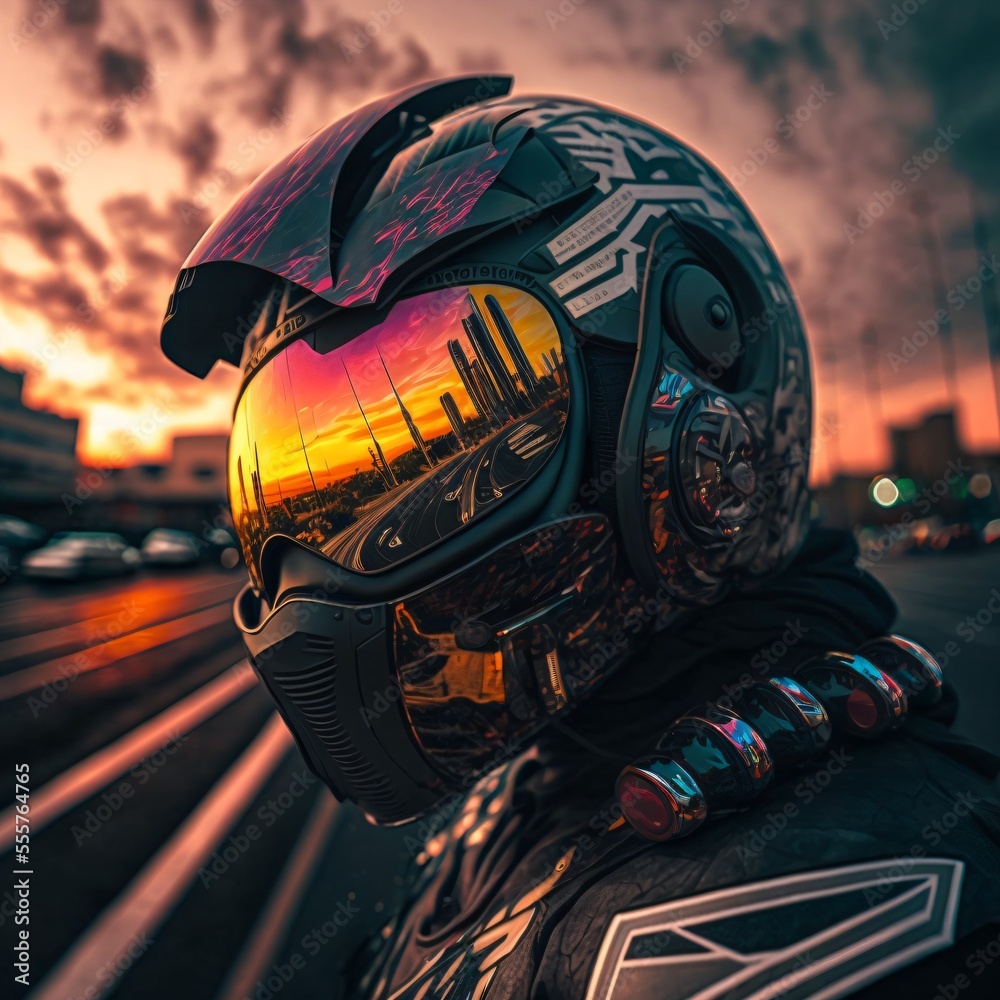 motorcycle helmet, futuristic biker helmet, generative ai Stock ...