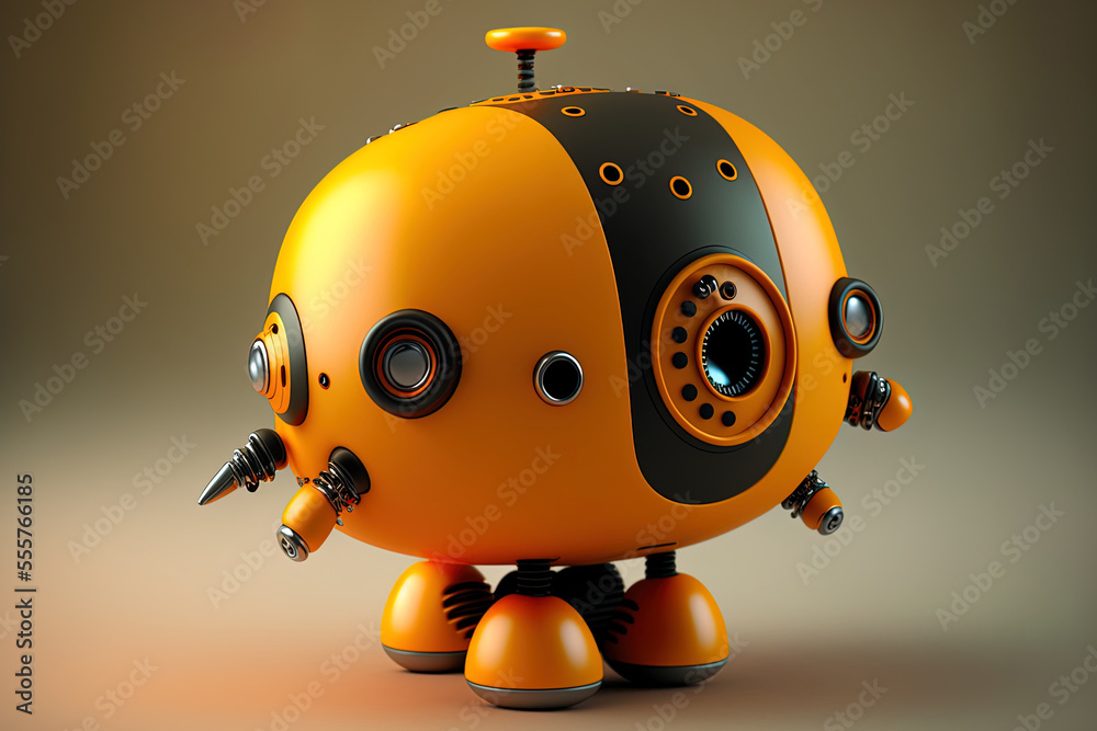 cute toy robot with a rounded head,. Generative AI Stock Illustration ...