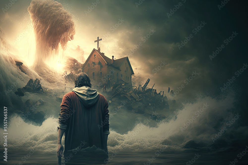 Christian prayer to God during a catastrophe. Generative AI Stock ...