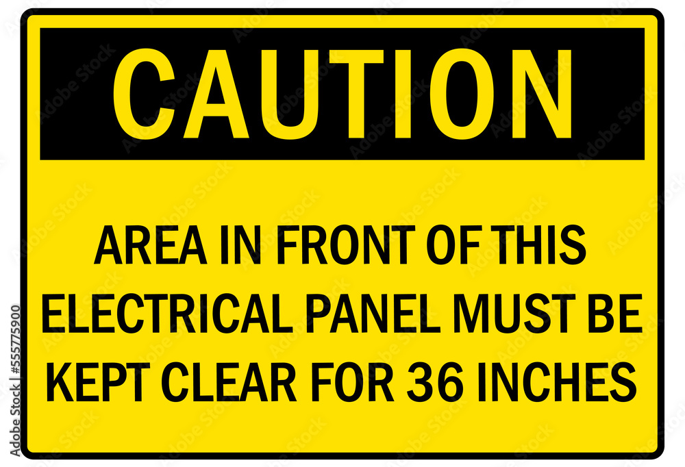 Electrical warning sign and labels area in front of this electrical ...