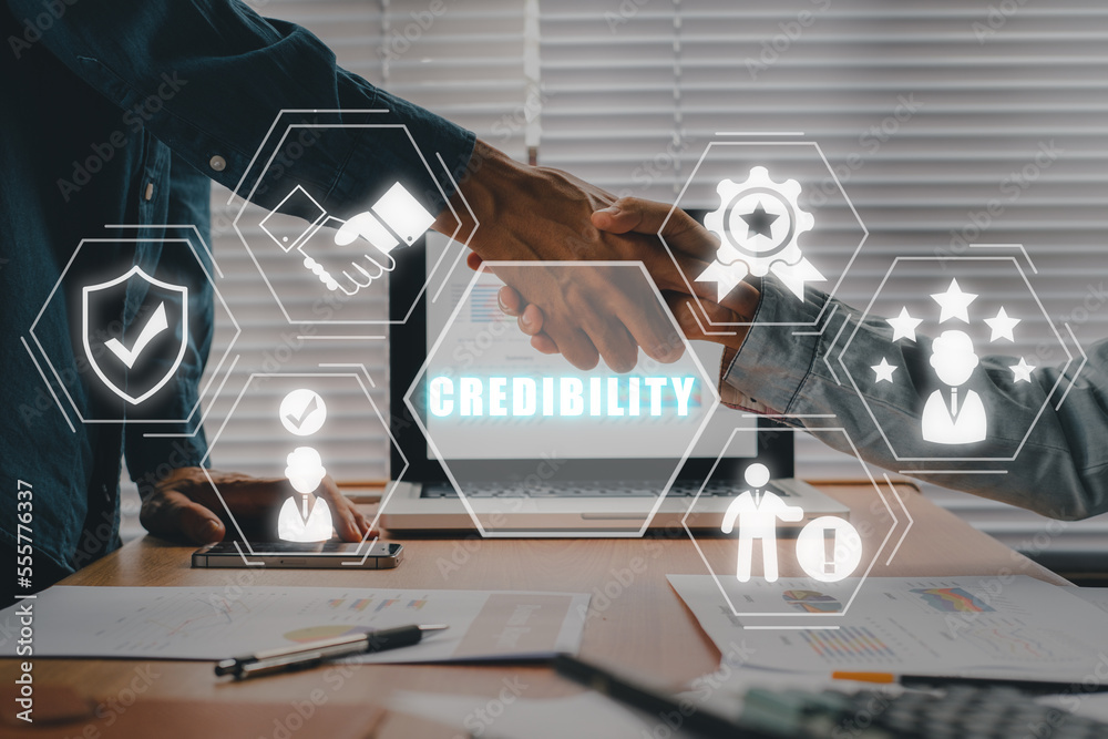 Credibility, reputation and trust concept, Business team making handshake with his partner in ...