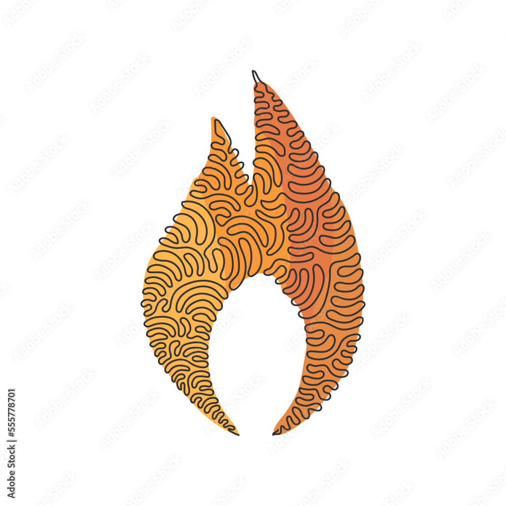 Single continuous line drawing fire flame emoji icon logo symbol. Lit ...