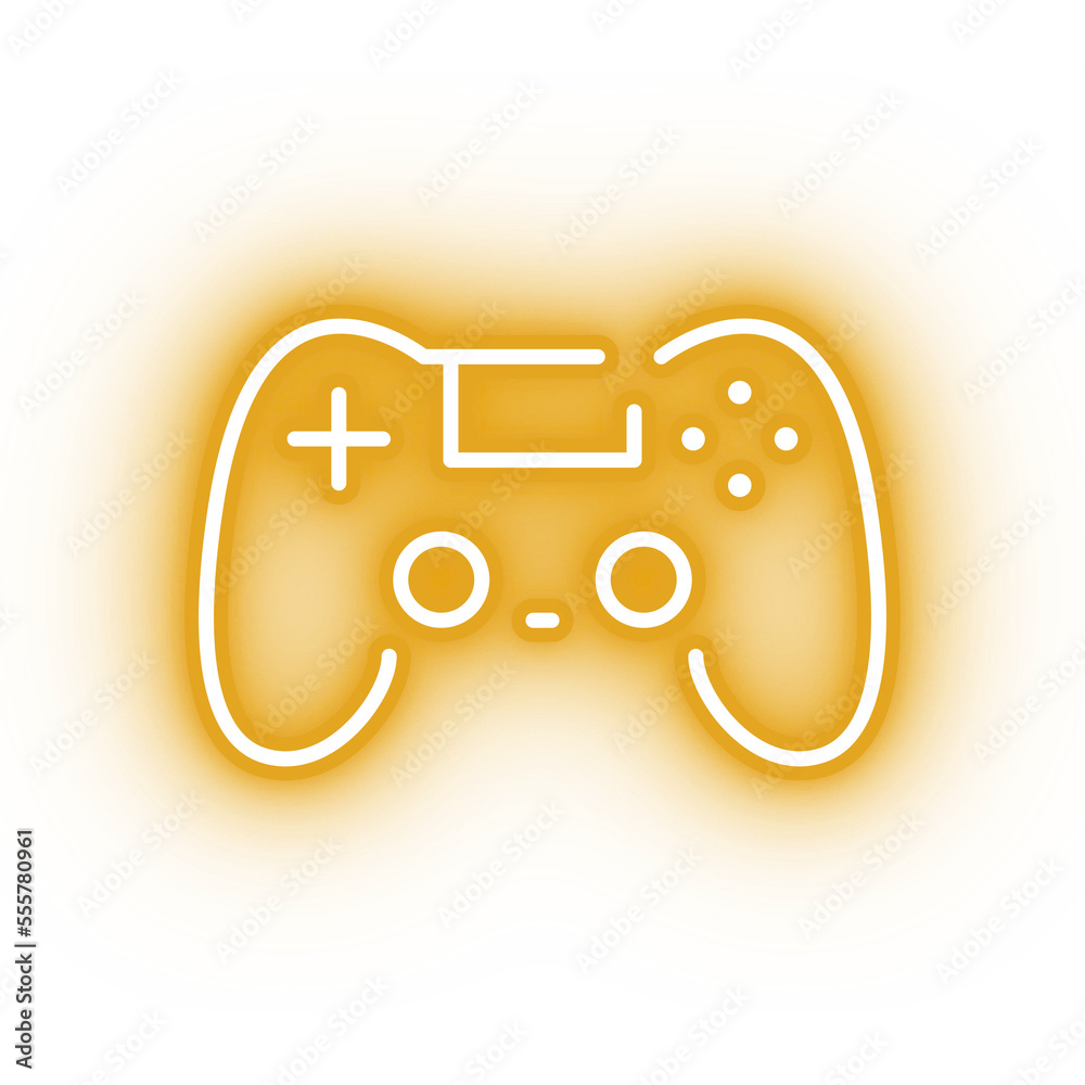 Neon yellow controller, glowing game controller icon on transparent background Stock ...