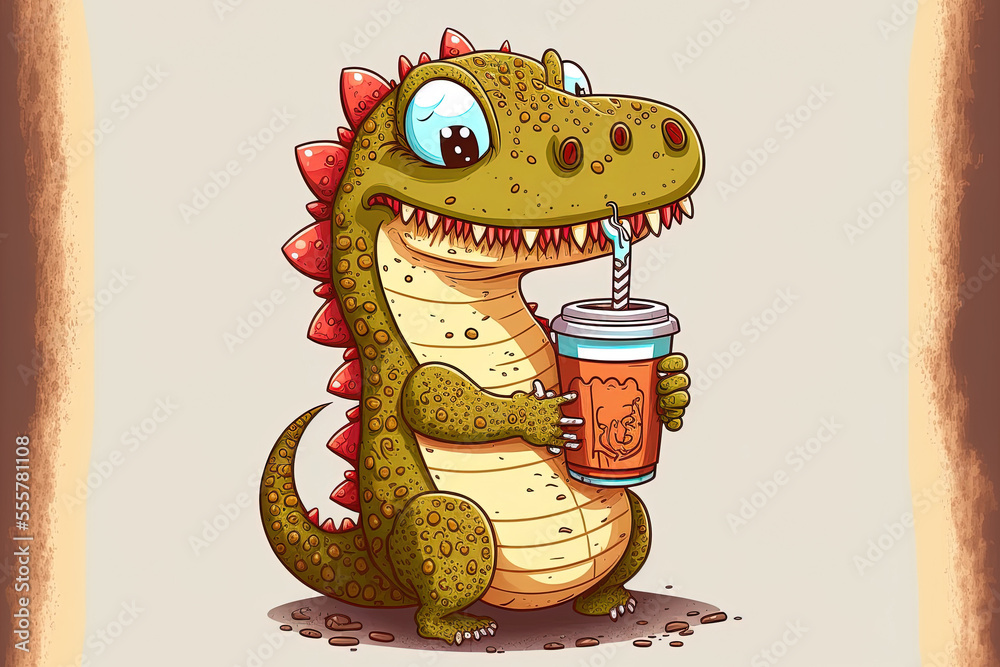 Animal drink symbol idea isolated of a cute cartoon crocodile drinking ...