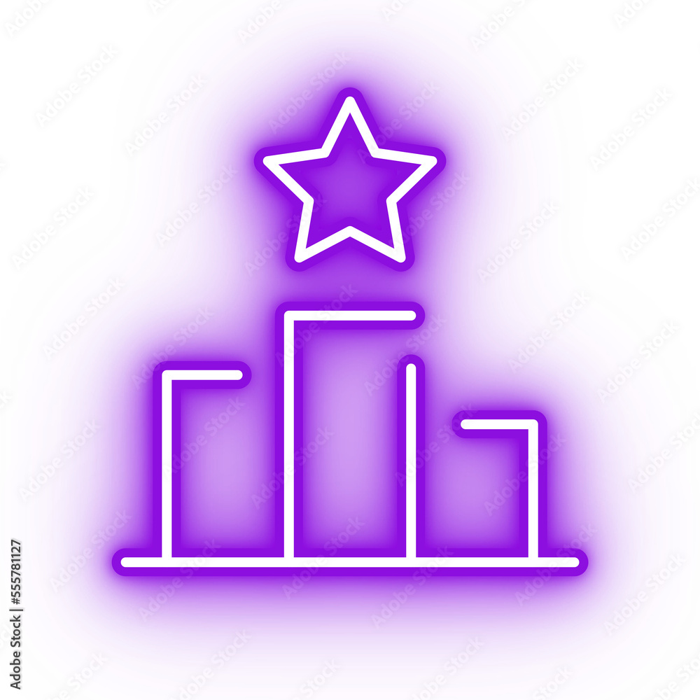 Neon purple ranking, glowing first place winner icon on transparent ...