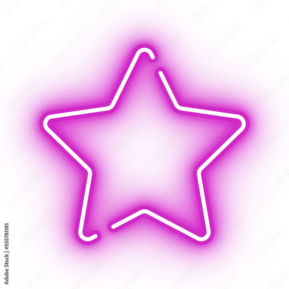 Neon pink star, glowing star icon on transparent background Stock ...