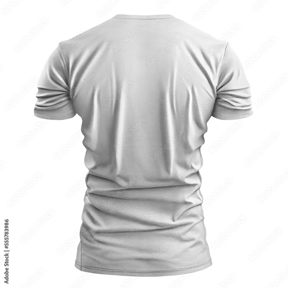 Back view of men's white blank T-shirt on transparent background Stock ...