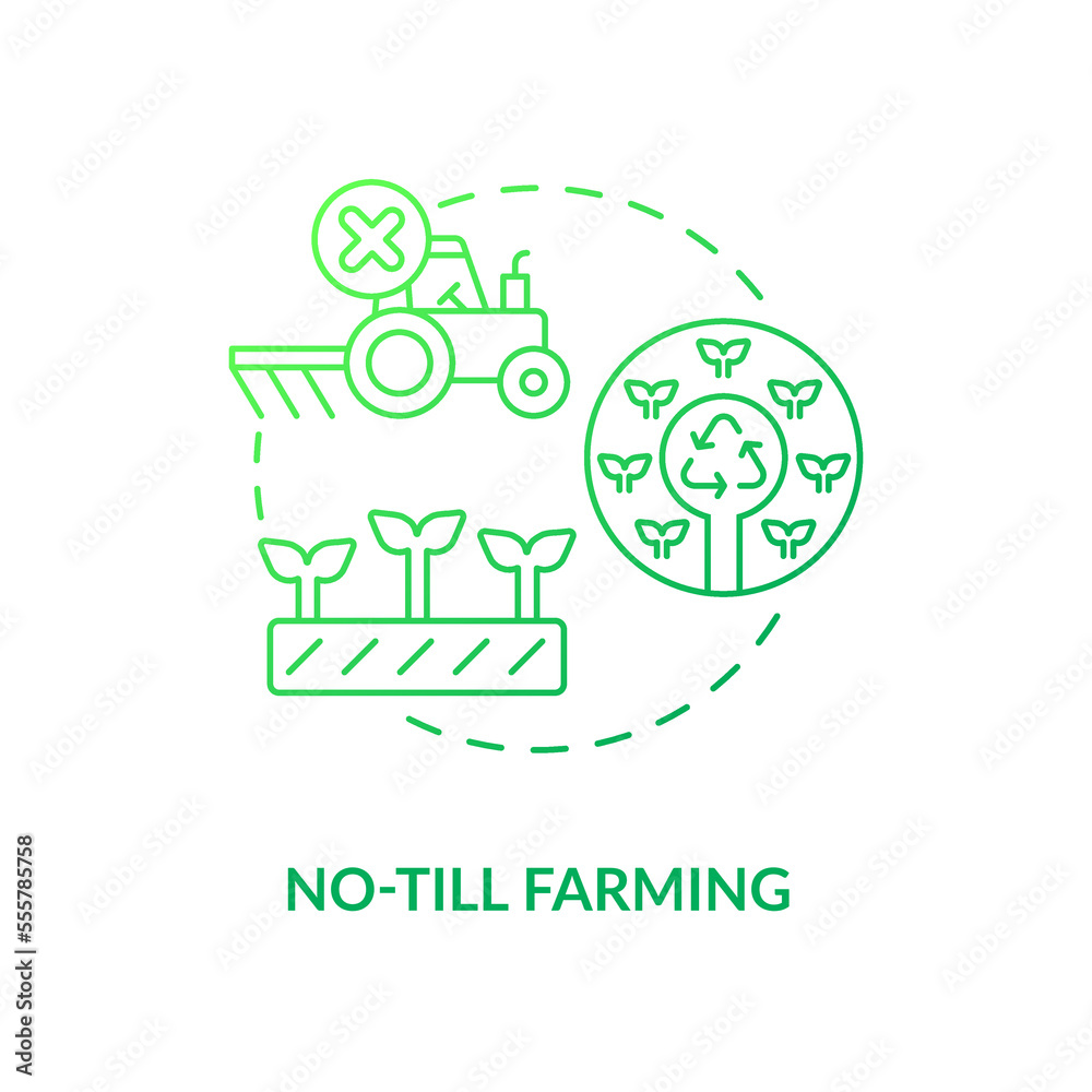 No-till farming green gradient concept icon. No soil tillage ...