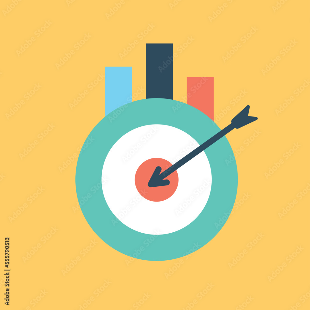 Target with graph icon. Sticker for social networks and messengers ...