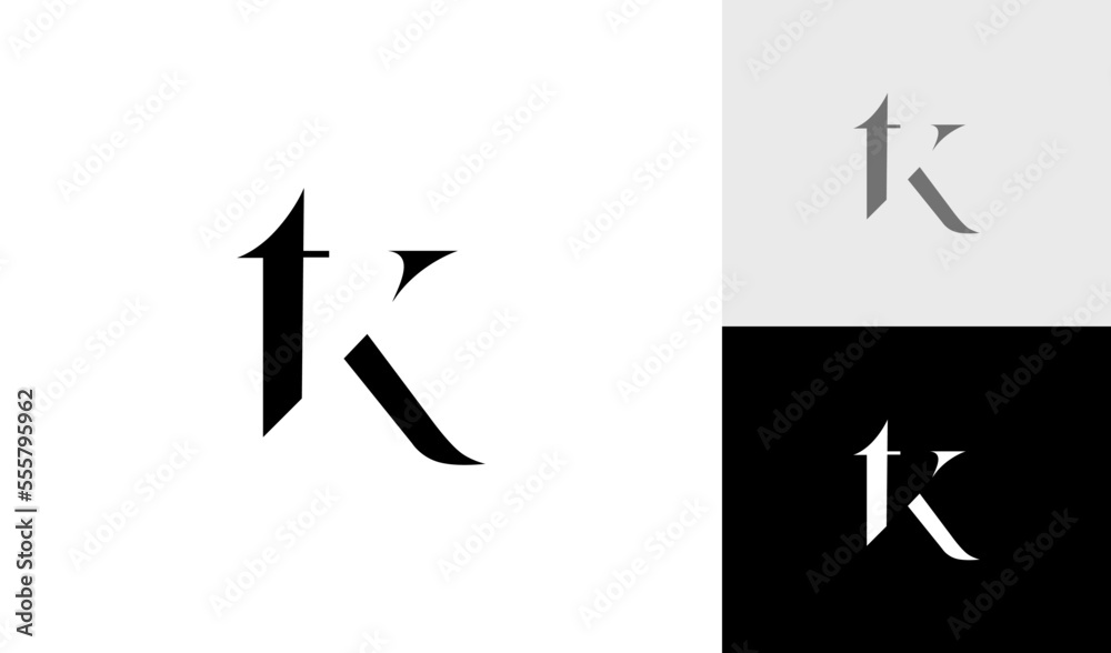Simple and luxury letter TK monogram logo design vector Stock Vector ...