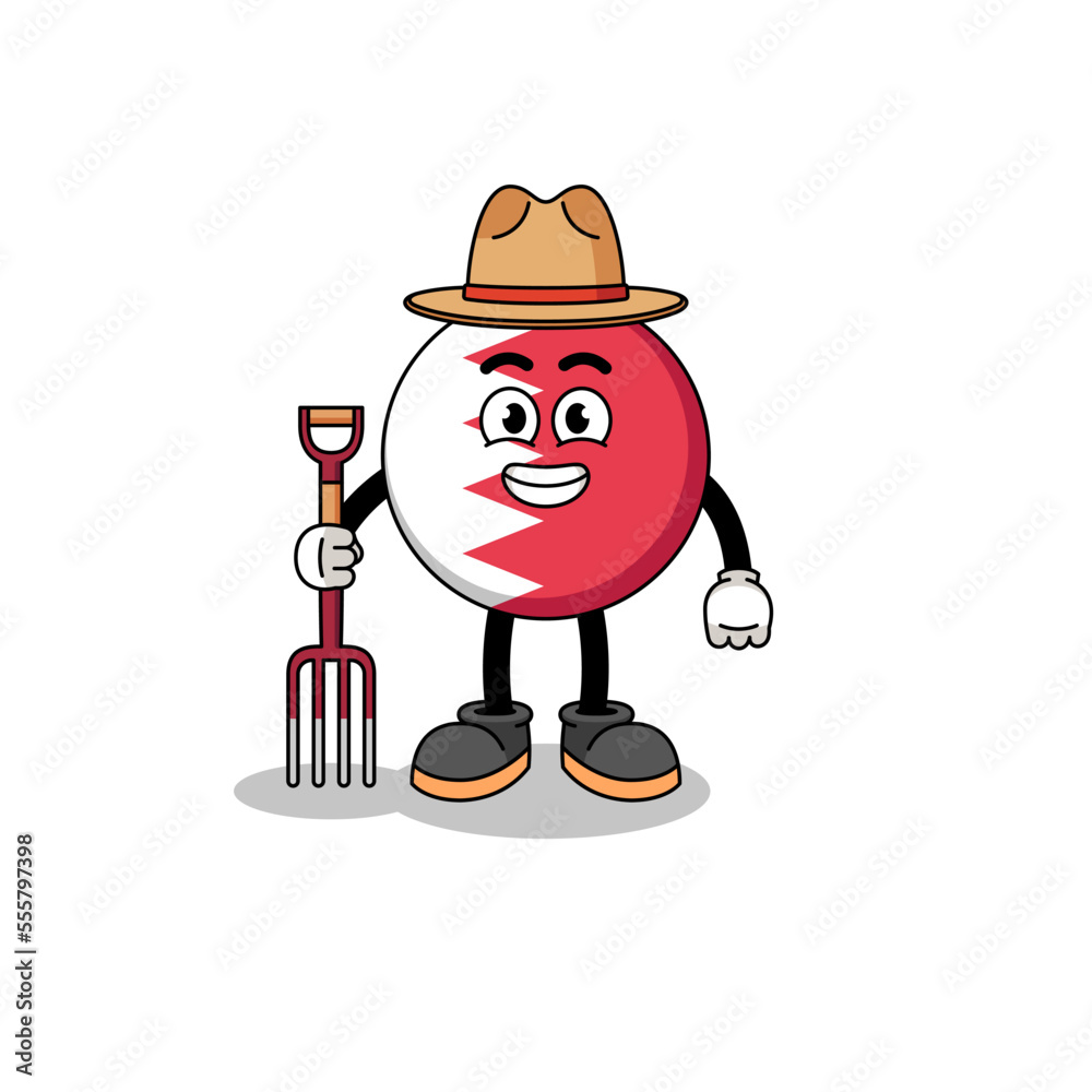 Cartoon mascot of bahrain flag farmer Stock Vector | Adobe Stock