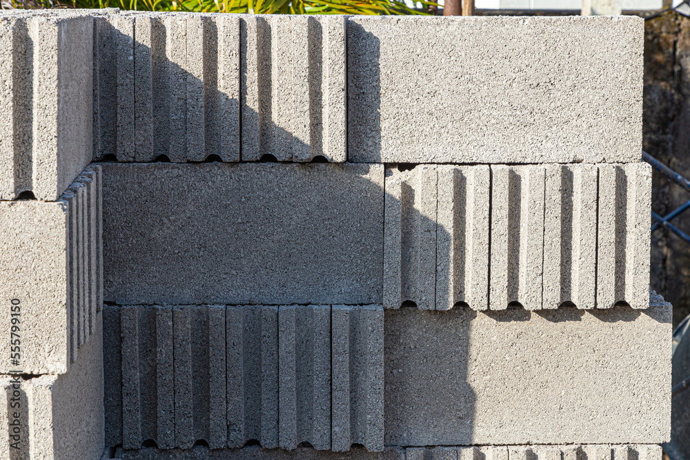 Texture of cinder blocks. Stacked cinder blocks as a background for ...