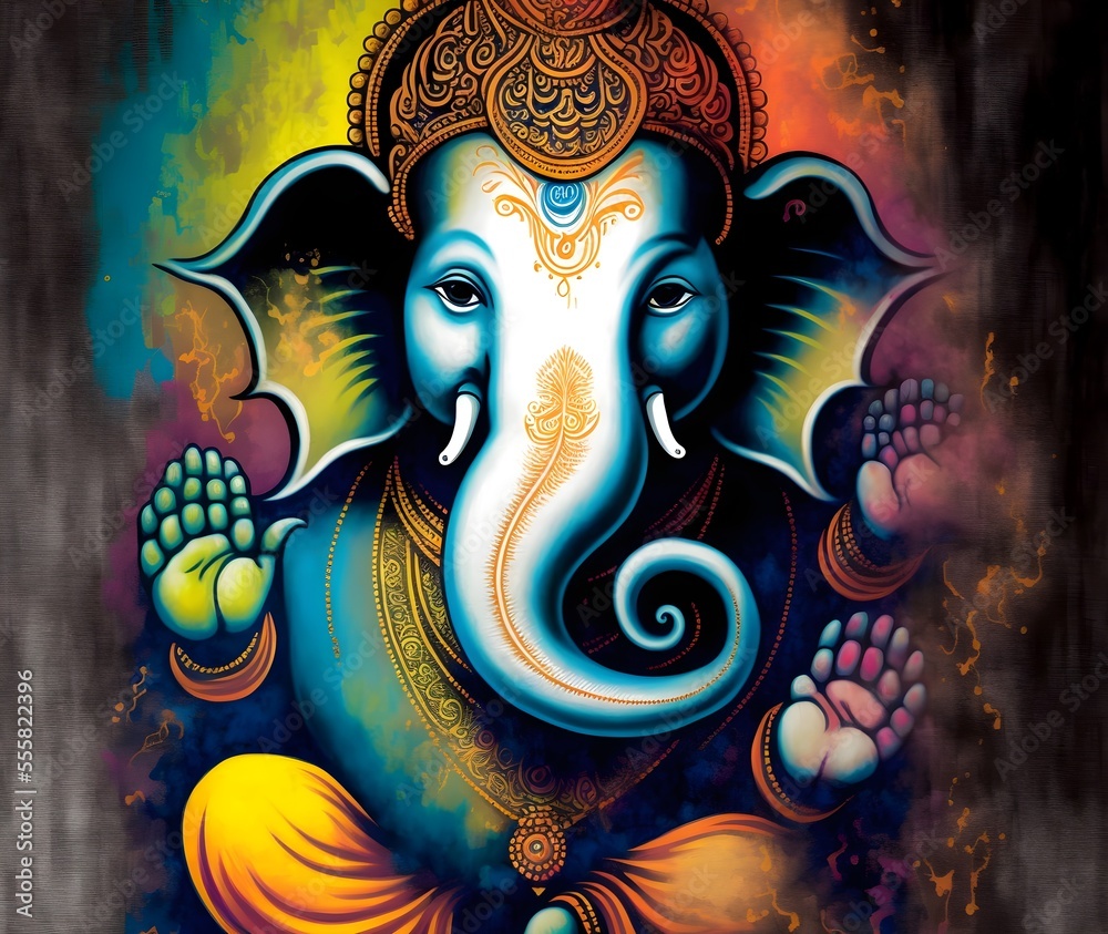 Ganesha painting, UV Wall Art Painting or Wallpaper for Living room and ...