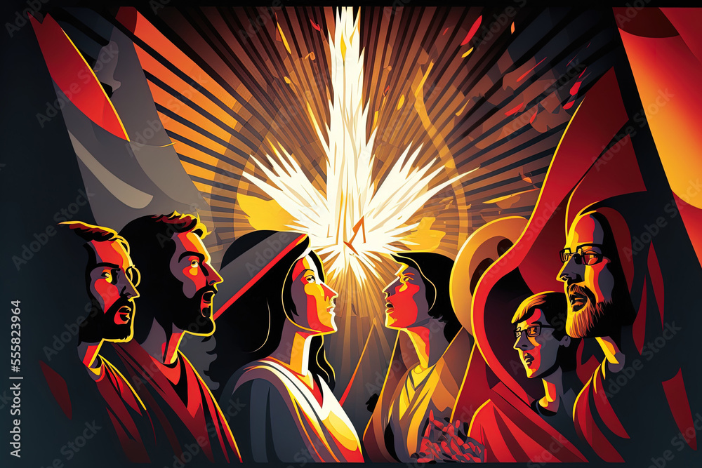 Pentecost with Sunday art image. Generative AI Stock Illustration ...