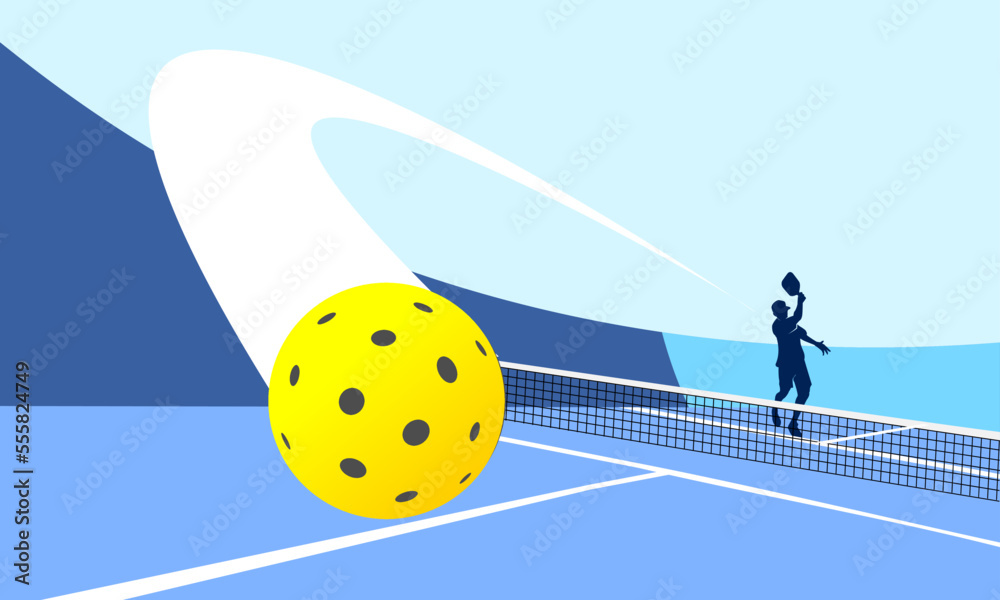 Great editable vector illustration of pickleball player with smash ...