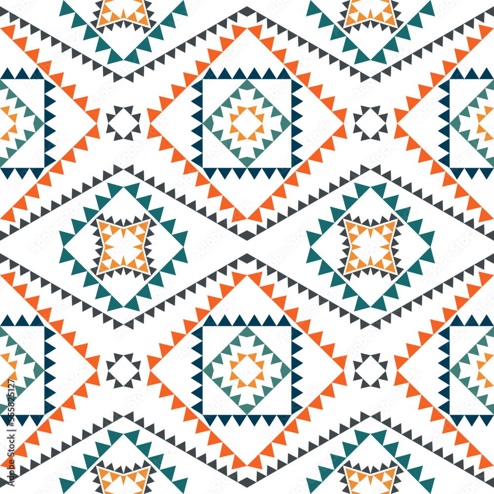 Geometric ethnic pattern with square triangle diagonal abstract ...