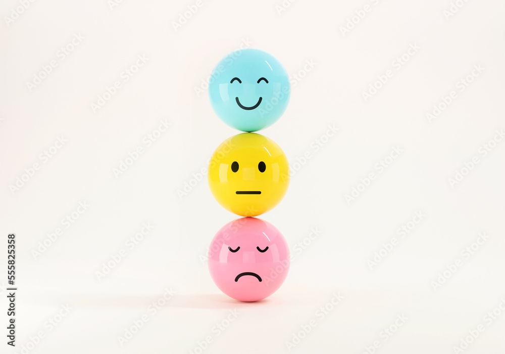 Set of emoji emoticons with sad and happy mood, evaluation, Increase ...