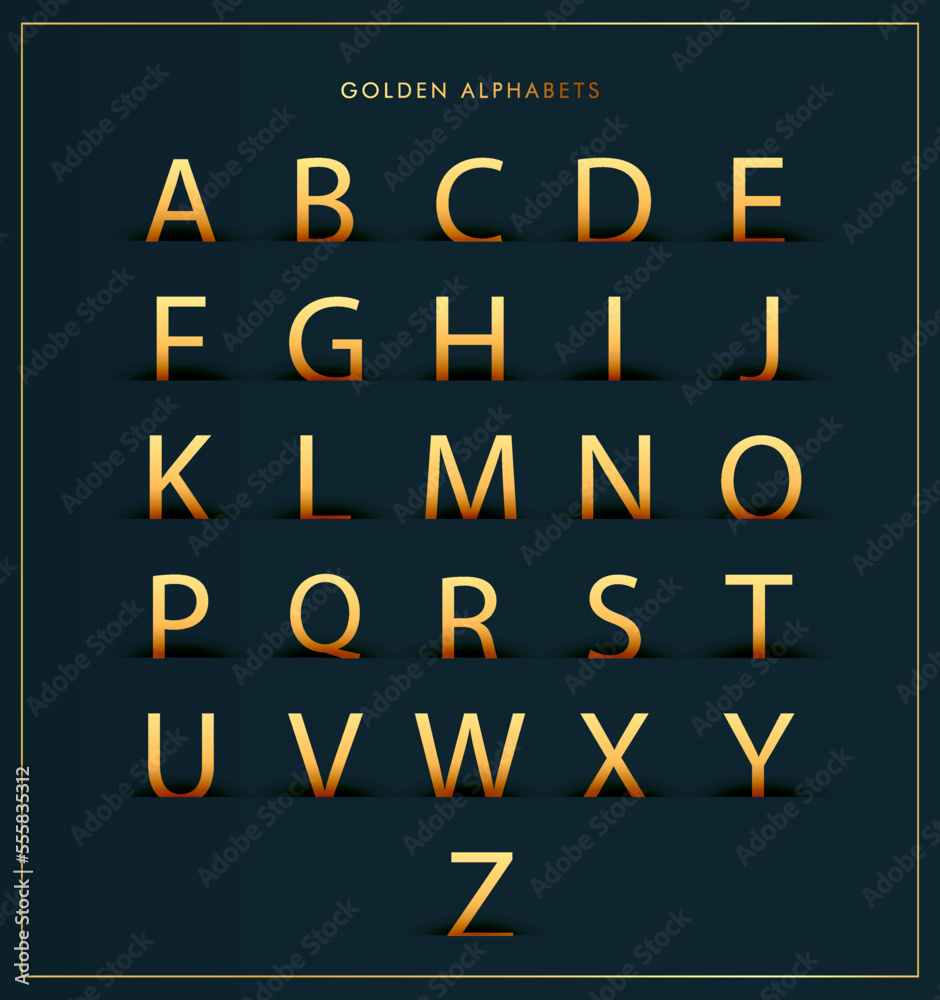 golden alphabet letters template design with a beautiful background ...