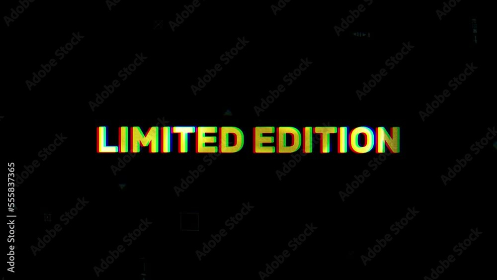 Limited Edition animated text with modern color shift and glitch ...