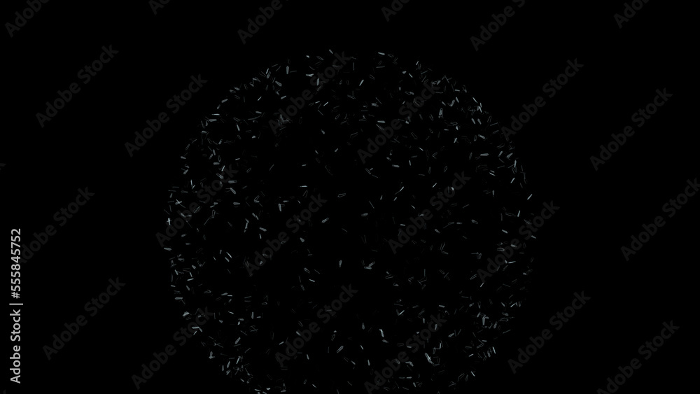 Explosion and shards of glass flying to the sides in the form of a ball ...