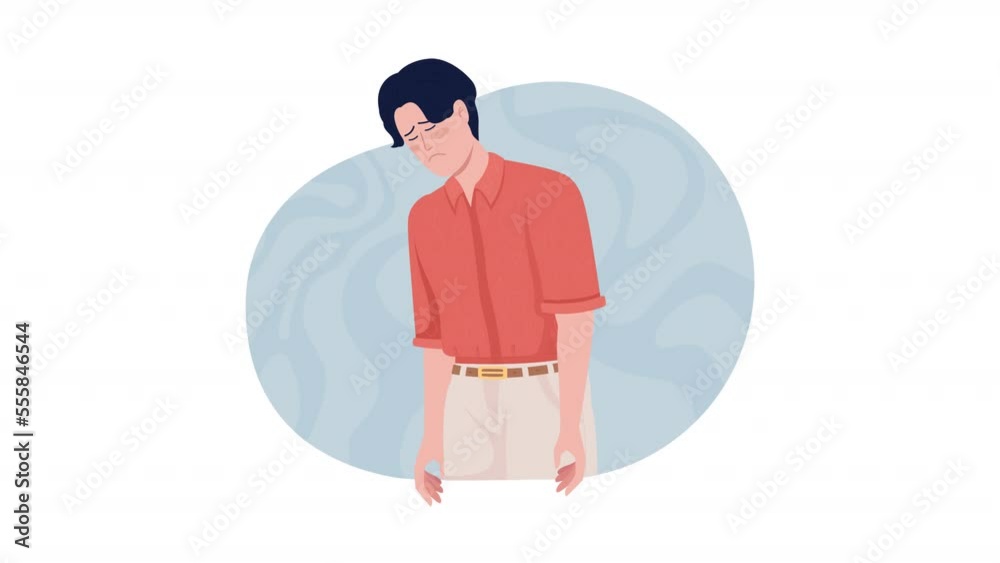 Animated depressed man. Looped flat 2D character HD video footage ...