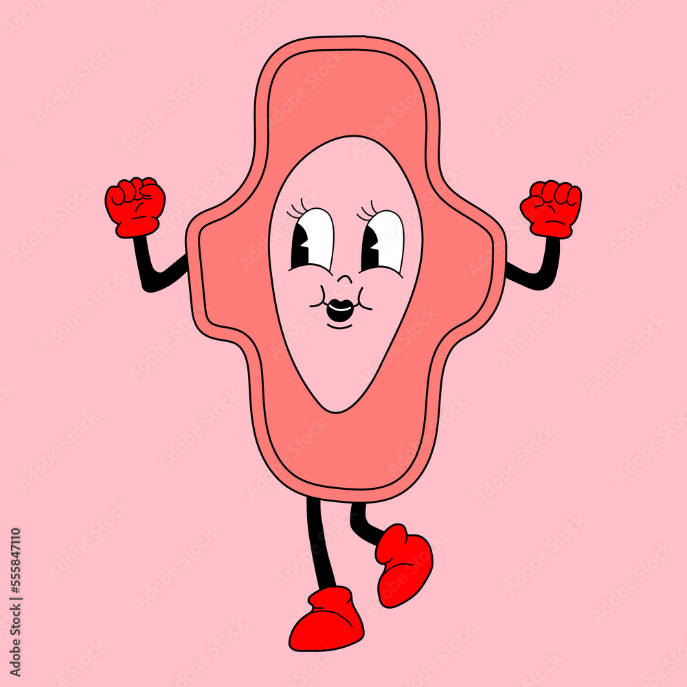 Retro female pad icon mascot character -. 40s, 50s, 60s old animation ...