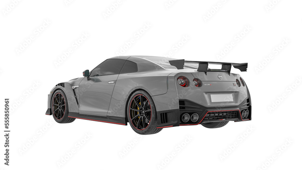 Nissan gtr NISMO on white, 3d rendering of midium grey Nissan ONG ...