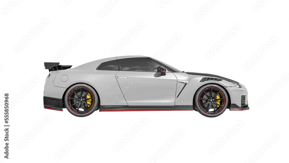 Nissan gtr NISMO on white, 3d rendering of midium grey Nissan ONG ...