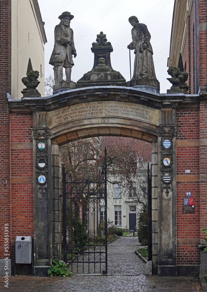 Zutphen, Netherlands - Dec 21 2022 The entrance gate from 1723 to the ...