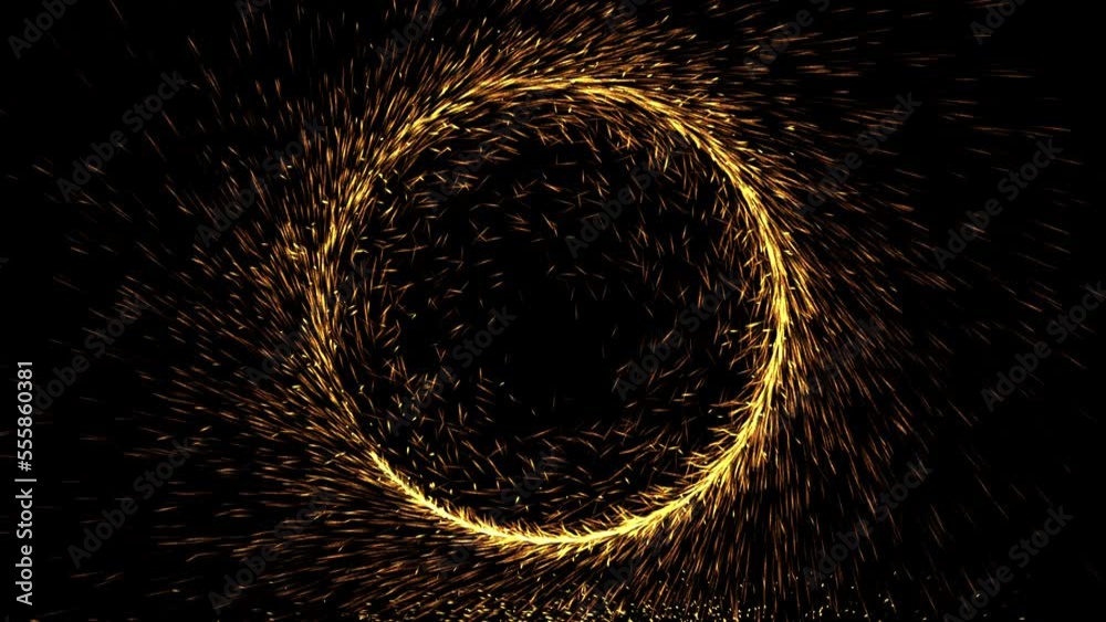 Shiny Particles Sparks Rotating Magic Circle Fire Portal. Spinning ...