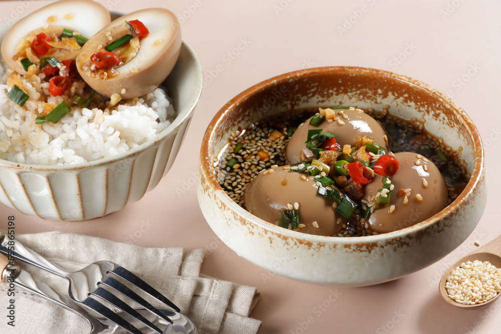 Mayak Gyeran is Korean Marinated Eggs with soy sauce, chili, garlic ...