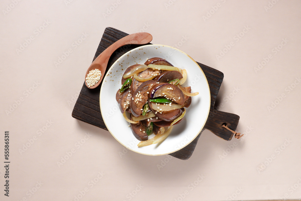 Korean Food : Gaji Bokkeum is Stir Fried Eggplant Side Dish. Stock ...