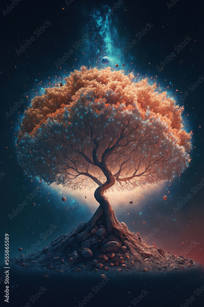 Sacred tree of life fantasy illustration. AI Stock Illustration | Adobe ...