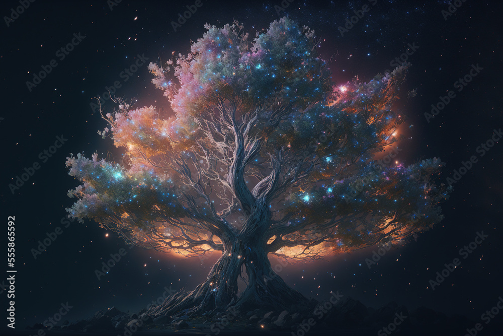 Sacred tree of life fantasy illustration. AI ilustração do Stock ...