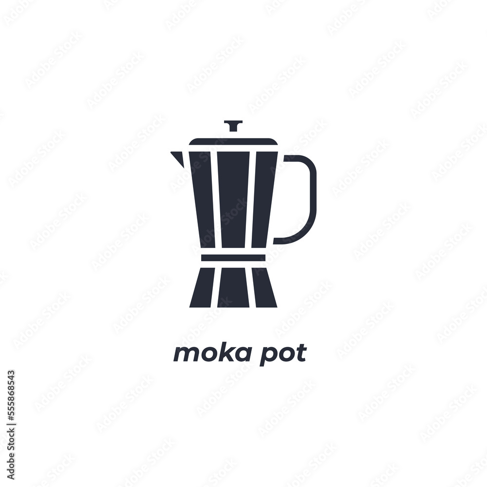 Vector sign moka pot symbol is isolated on a white background. icon ...