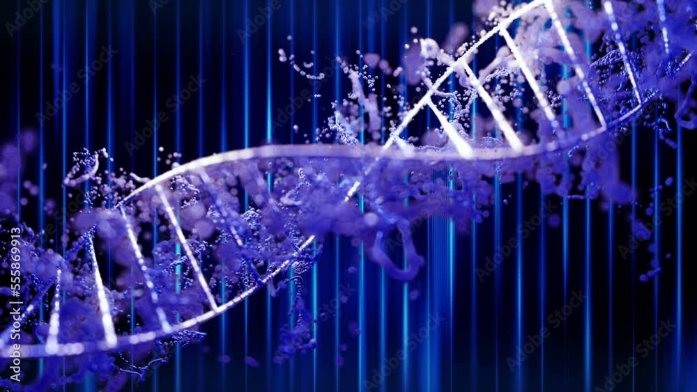Futuristic abstract glittering double helix DNA biological ...