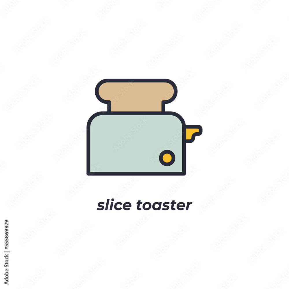 Vector sign slice toaster symbol is isolated on a white background ...