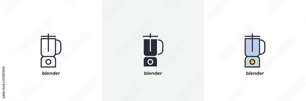 blender icon. Line, solid and filled outline colorful version, outline ...