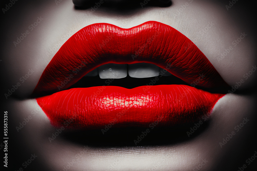 Sexy Red Lips Close Up Beautiful Perfect Makeup Beautiful Red Lip
