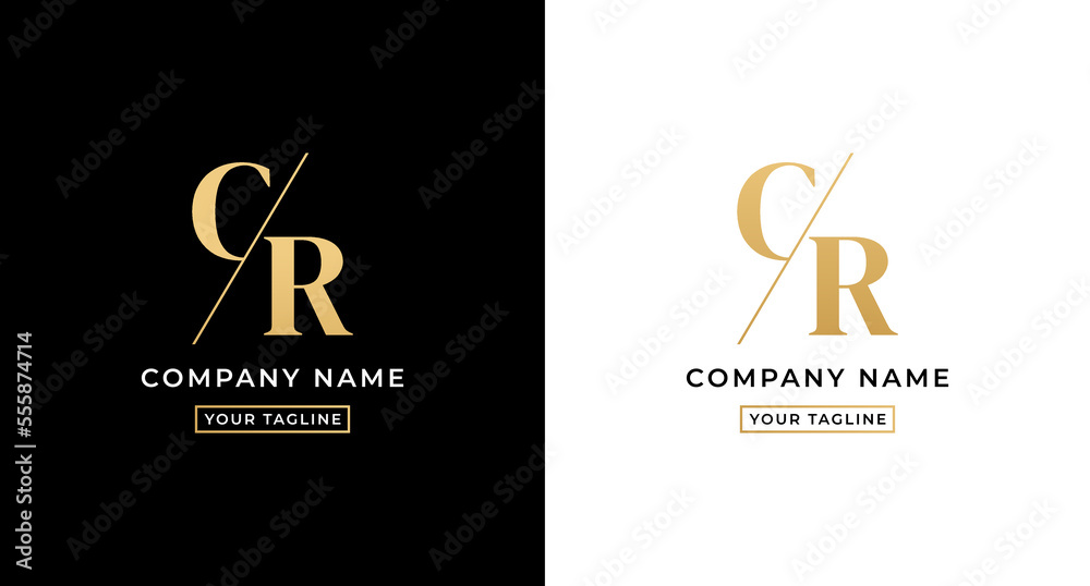 CR logo letter or CR letter logo vector on white and black background ...